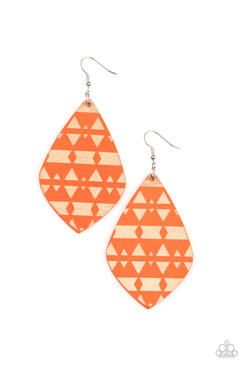Paparazzi Accessories: Zimbabwe Zoo - Orange Wooden Earrings – Jewels N ...