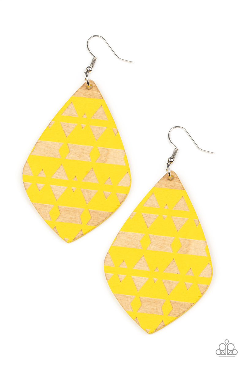 Paparazzi Accessories: Zimbabwe Zoo - Yellow Wooden Earrings – Jewels N ...